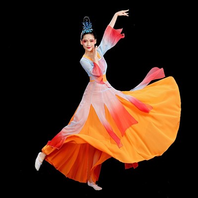 古典舞演出服女飘逸中国风汉唐古装汉服仙气舞蹈服装开场舞大摆裙