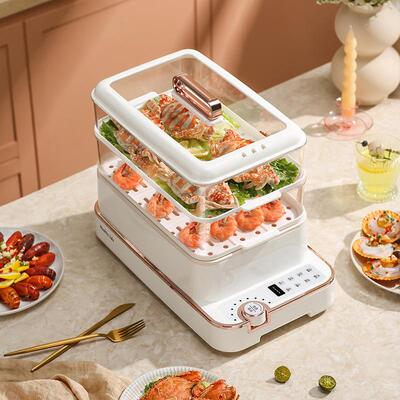 蒸锅多功能电48370透明家蒸汽锅锅多层蒸菜电热用蒸箱三层大容量