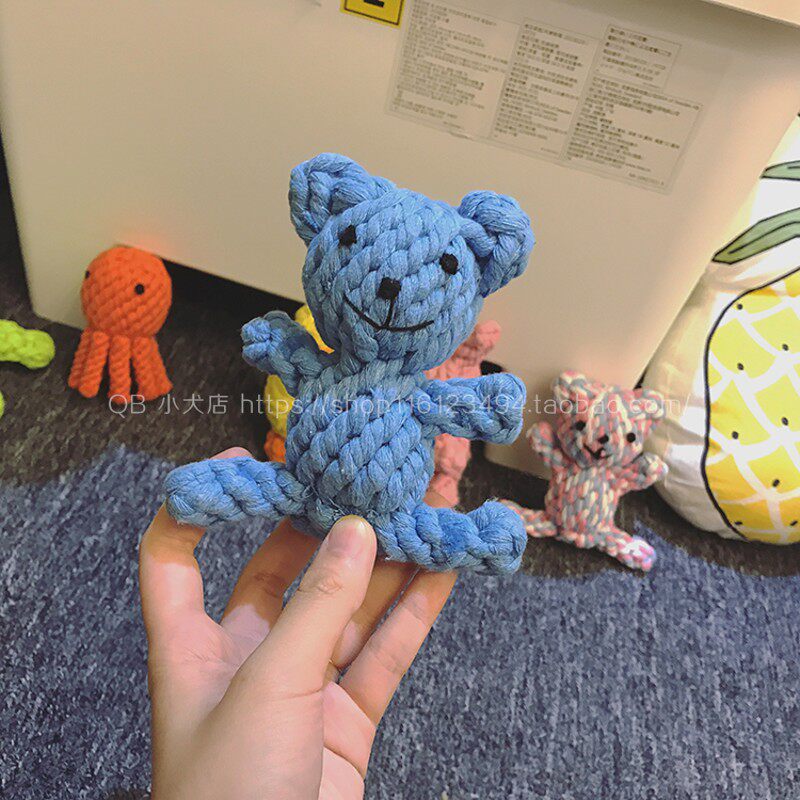 幼犬洁齿磨牙玩具宠物狗狗玩具耐咬绳结玩具可爱棉绳玩偶