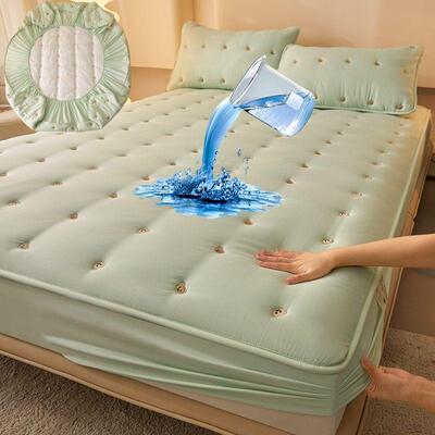 防水隔件尿刺绣款LLF床夹床笠单加厚床罩床垫保护套防滑式床褥单