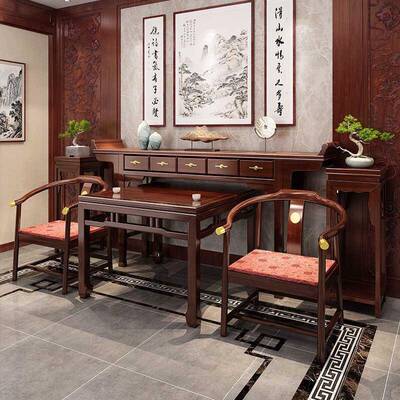 新供中式实中木六件31242套八仙桌香案桌太师椅堂条案农村家用玄