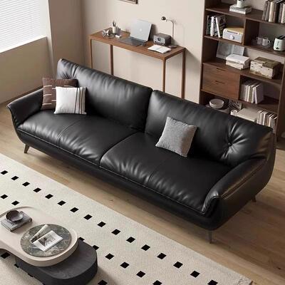 现意式代极简大户型沙发皮客厅小户型简约67110家用直排三人位猫