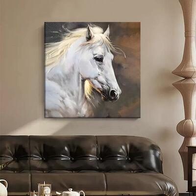 手绘油画金丝厅骏马飞腾代客玄关厅ZVF背景墙装饰画轻现奢餐酒店