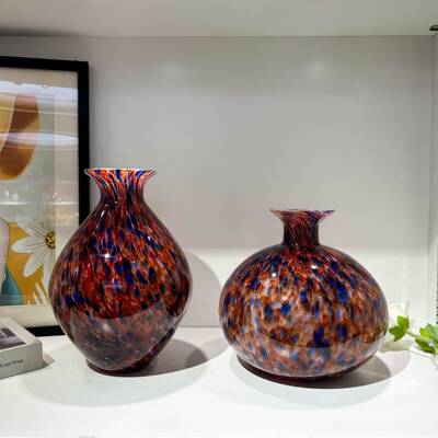 中式高大气手工琉璃花瓶家居软板装博古架样间高级新摆端件装1068