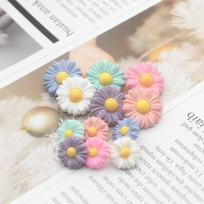 厂家AZS塑高料小菊雏钮扣缝DIY手制材料脚手扣彩色花朵儿童纽扣