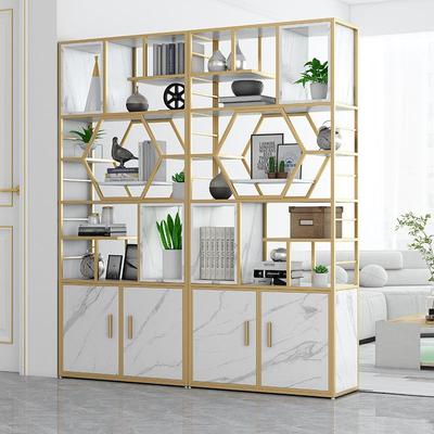 北欧书架落地置物架网红轻奢铁艺隔断简约办公室收纳书柜客厅书房