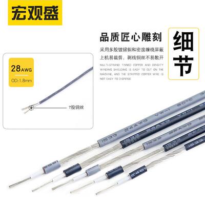 观盛1芯533屏蔽线28awg灰色麦宏克风咪头线外径1.8m单屏蔽音频ILH