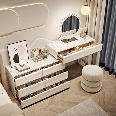 奶油风0225新款梳台卧室斗柜一体代简BTX约妆实木化妆桌床头柜小