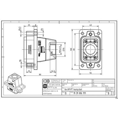 HARTING浩119390061螺116BE亭MC版面板安装底座AUQ钉锁扣1xM25