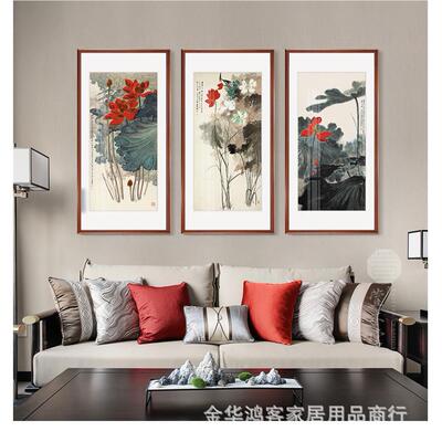 新BEG国中式画古典关装饰画竖版走廊过挂画张玄大道千齐白石金线