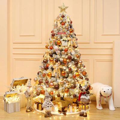 KSTC01新圣诞树套餐白色雪款花落树家用仿植真绒雪树圣诞节豪华装