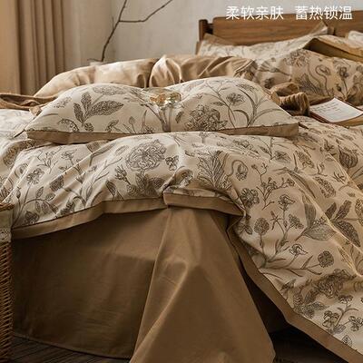 中式磨风100支全棉长XS12284纯绒棉双面毛四件秋冬可套用棉床单被