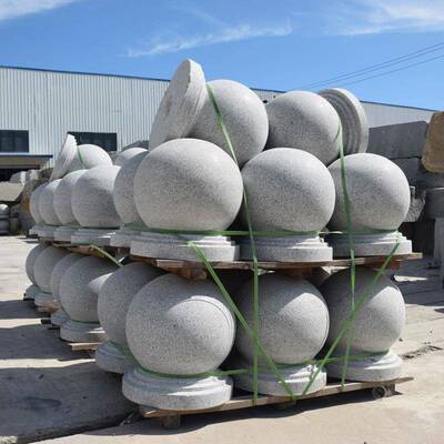 花岗岩芝路20059障石球挡车球麻芝麻白圆球拦路石广场学校石阻灰