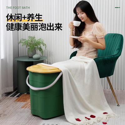 加高3knXC4wE加厚泡脚桶家过小腿塑料洗脚桶温保高深桶按摩浴盆泡