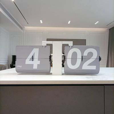 妙刻不锈钢大AL-56896号翻页大属气金厅座钟台数钟时尚客自动翻页