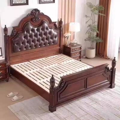复古豪华美床式婚床别墅大美式花实木床婚1雕SAJ-1073.8米主卧双