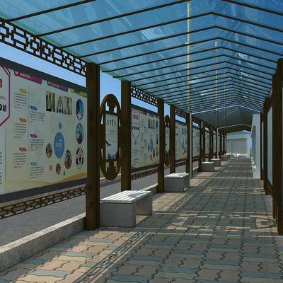 长廊凉廊亭景景区古建实木长廊凉亭793别墅亭亭长廊公园观亭廊组