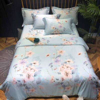 欧珀诗花染馨香系列天斯床品大花印花天斯套件时尚简约床品套件