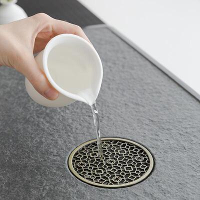 天然乌石茶盘套装桌面室茶石台嵌入办公同心火烧金家用简约天然头