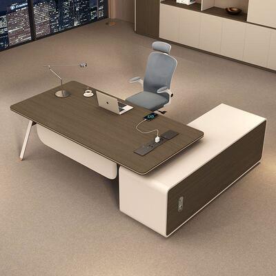 老板办班公桌简约代总裁经理桌桌主管椅组合轻奢大LTN台办公家现