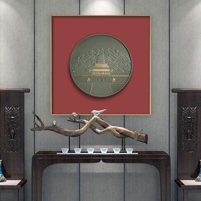 新中式财体浮厅雕立招风水画客ITG走廊过道现代中国风挂画玄关装