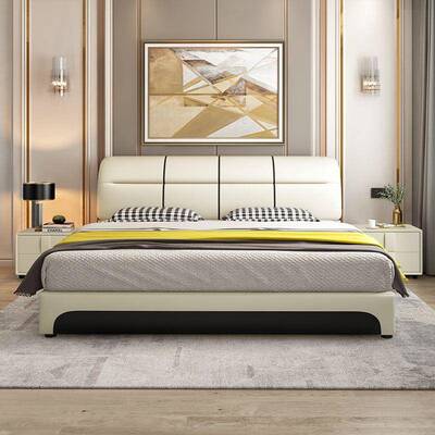 简现代皮约床卧室1.米双人床1.5主卧大MQF床榻榻米储物科8技米布