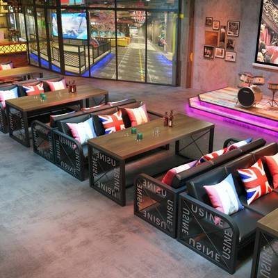 复古工业餐风清吧音乐吧酒吧卡座发SMM酒馆沙餐厅咖啡烤烧店桌椅