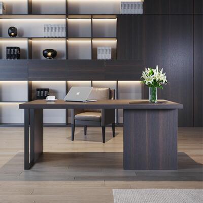 式极简现用代简约家烟熏桌书桌实木办公桌工作台电意脑XLNK-385老