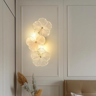 法式奢玄壁客厅背景墙装饰灯现代简约灯玻璃花朵关壁挂90367灯轻