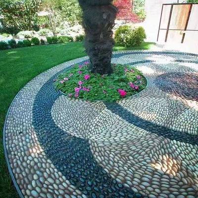 园林景观工程铺路院雨花石彩鹅景卵石抛光公园鱼五JTE缸造庭石头