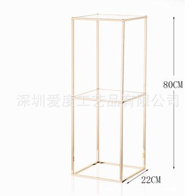 新装款婚QOT庆道具铁艺镀几何花架方框可拆婚礼现场主桌饰电卸架