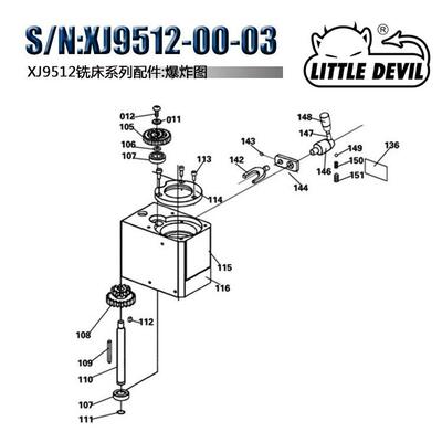 LITTLEDEVIL:XJ9512-00-03铣床配件45#钢钢化齿轮