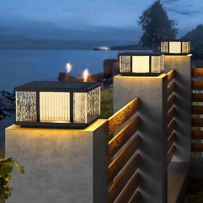 太阳能户外柱头灯防水别墅简约现代围墙庭院灯室外大门两侧柱子灯