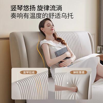 科技布艺床现代极简轻奢互不打扰双人床竖拉琴软包床C393