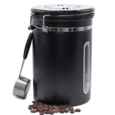 咖0啡罐豆34117不锈钢咖啡储存罐密封罐密封盒储物豆罐排气阀带勺