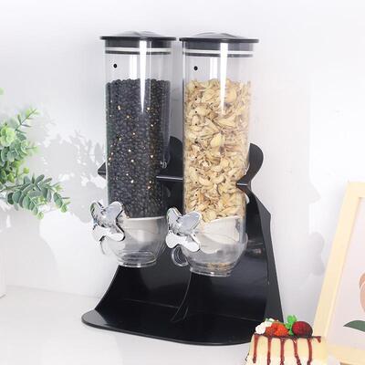 转双筒麦片机自助干果物谷分配器旋59065谷杂粮收纳五盒密封桶储
