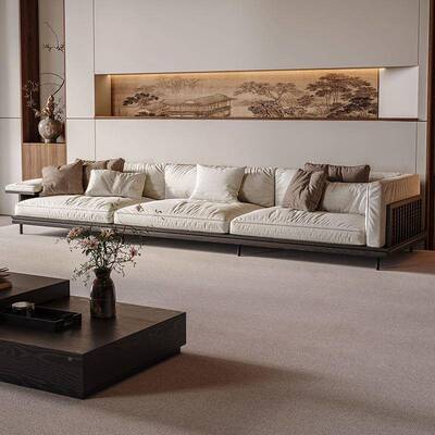 式宋代美学实科木排技布艺沙发套装新中禅意直客厅家用禅NWI意感