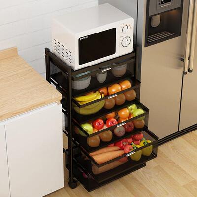 厨房蔬收菜功纳置物架用品家大全多用能微OYW波炉落地夹缝储物柜