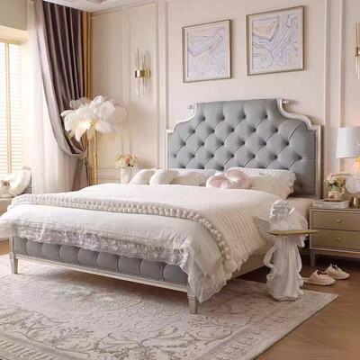 美式轻奢实木双H1928#床现主代简约主人卧床法式复古奶油风公床欧