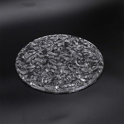 新中式简约玻璃透FXY圆托摆件客厅明茶几形样板间盘果盘装饰品