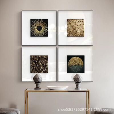 现YH-22032代轻奢装饰画简约美式抽挂象金油画箔客厅关走廊民宿玄