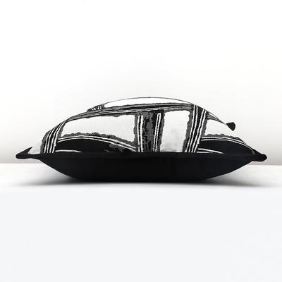 黑白创意图高端抱枕现代轻DKK奢案简板房售楼处极软布装艺搭配抱