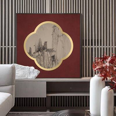 壁暮苍山道新中式玄关饰画国画山装水风景挂画书房客QZ202109厅大