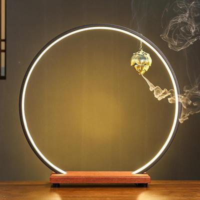 厂摆装家直供家居件LED40654灯座圈实木底软装玄关室内饰倒流香莲