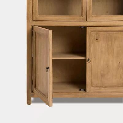 美式乡村实木书复古做旧收纳柜柜柜餐边酒柜厅玻璃储物客柜NAM展