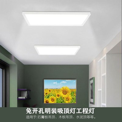 明装LED平板灯600x600吸顶灯300x1200石膏板水泥顶吊线面板灯