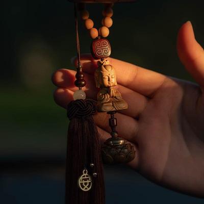 高档檀木汽车挂制件车内吊饰手工作出安观882音平车载后入视镜吊