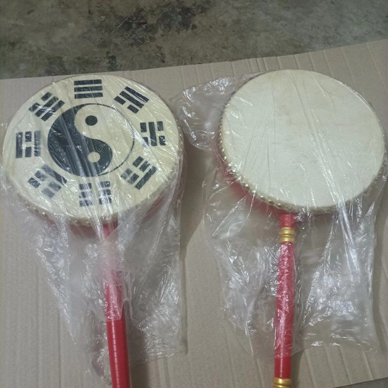 牛皮手鼓厂家手柄鼓扁鼓打击乐器牛皮扁鼓8寸法鼓