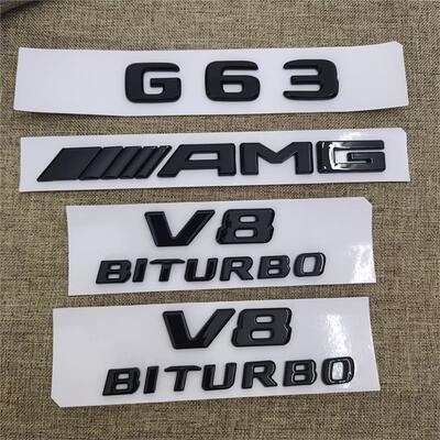 适用奔驰大G改装G500黑色车标G63车标G65AMG后尾标V8biturbo侧标