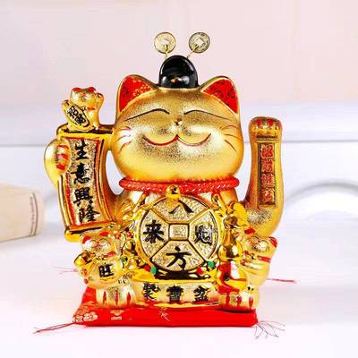 发招财猫9寸摆件开业银礼物生动意兴隆电自动摇手存钱罐收台IRQ财